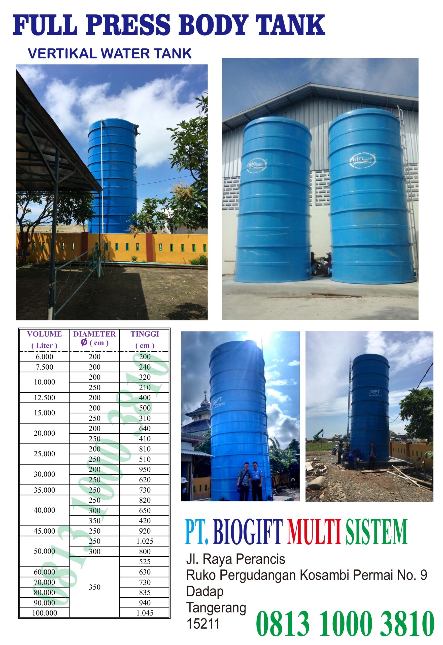 TANGKI VERTIKAL – atap fiberglass, tangki air, toren air, tandon air ...